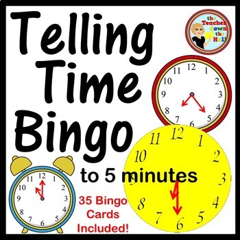 Telling Time Bingo (to the 5 min) Classroom Activity w/ 35 Bingo Cards ...